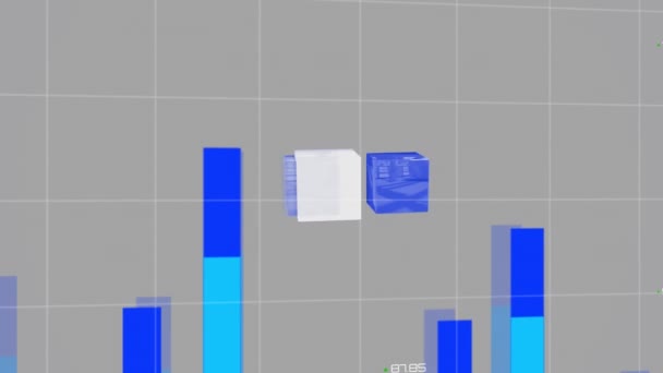 Animation Graphs Numbers Rotating Cube Map Gray Background Digitally Generated — Stock Video ...