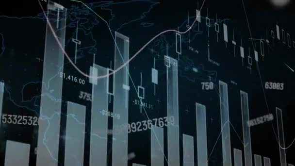 Animation Multiple Graphs Changing Numbers Map Black Background ...