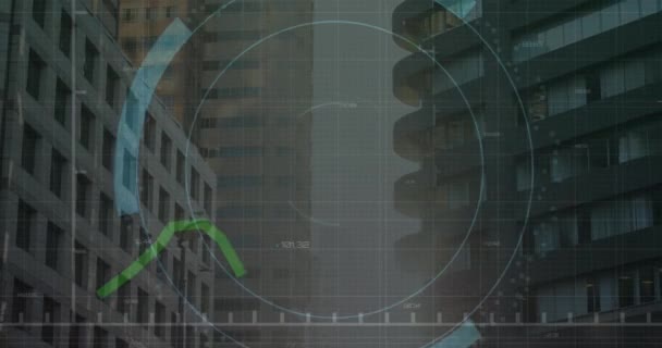 Animation Firewall Icon Loading Circles Graphs Changing Numbers Buildings Digital — Stock Video ...