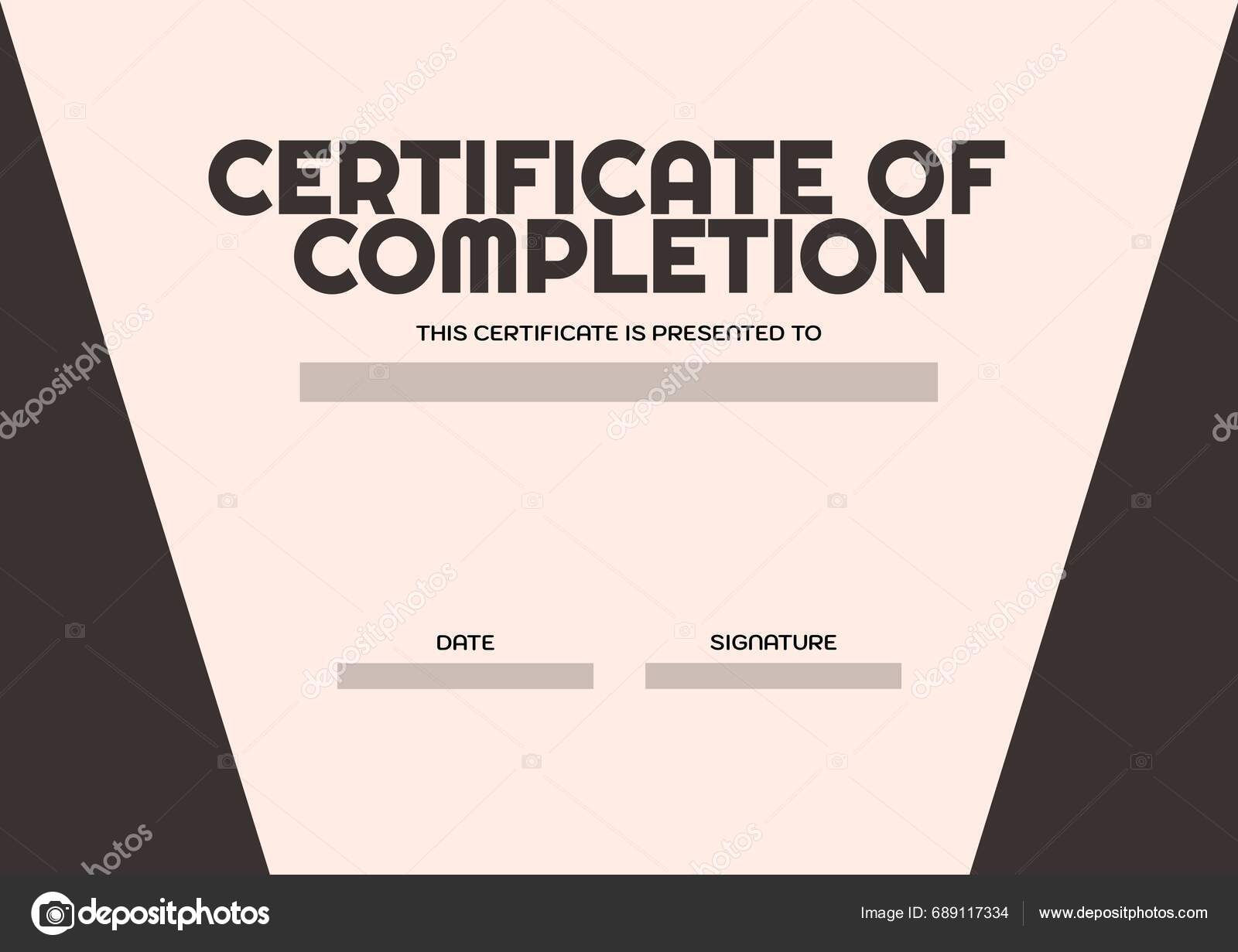 Certificate Completion Text Black Holding Space Name Date Signature ...