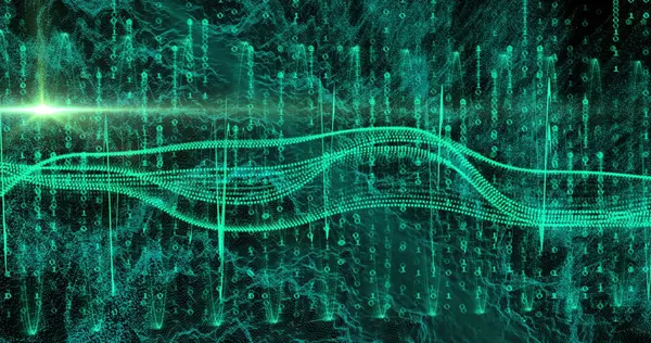 Image of data processing over dark background. Global connections, data ...