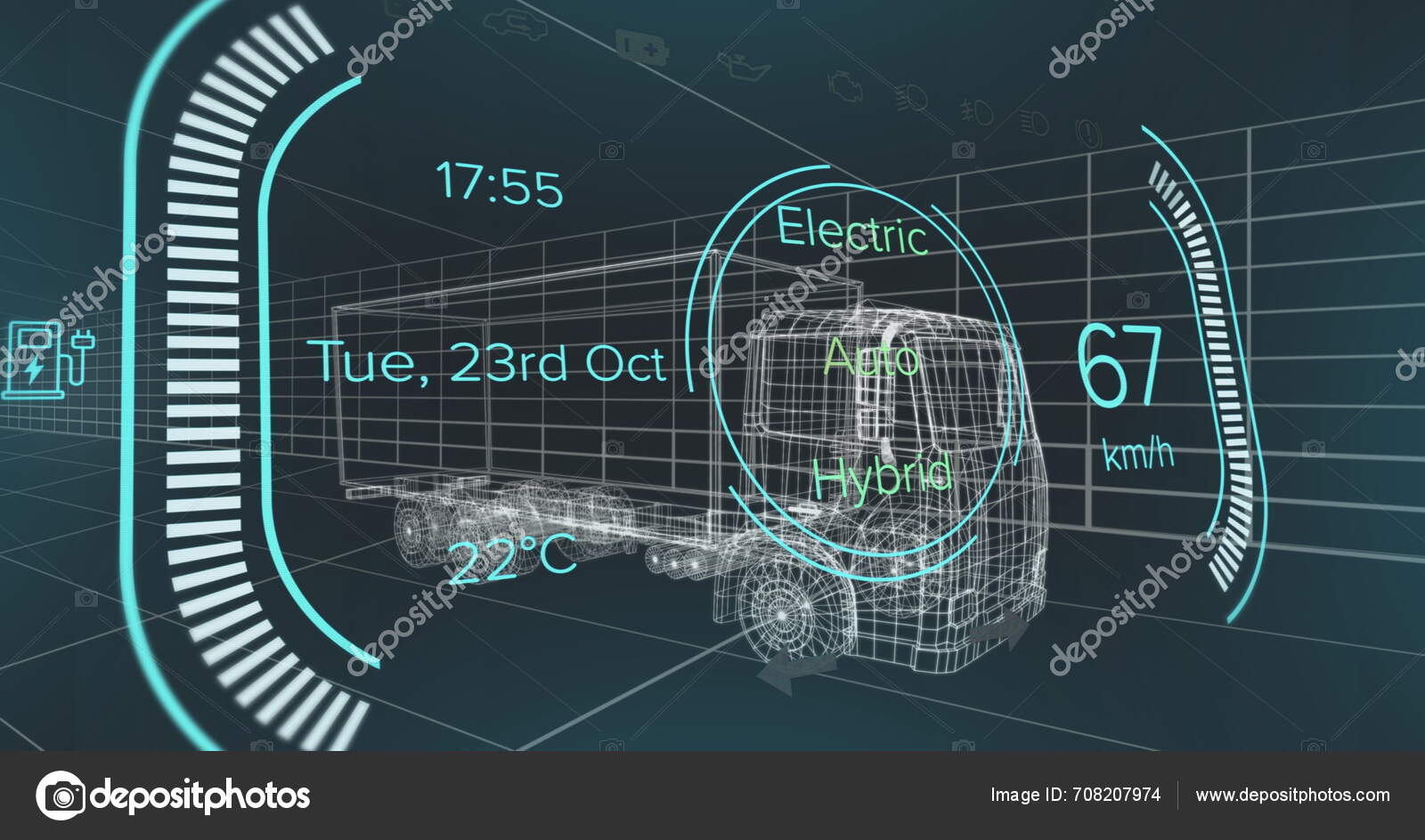 Image Car Interface Digital Lorry Model Black Background Global ...