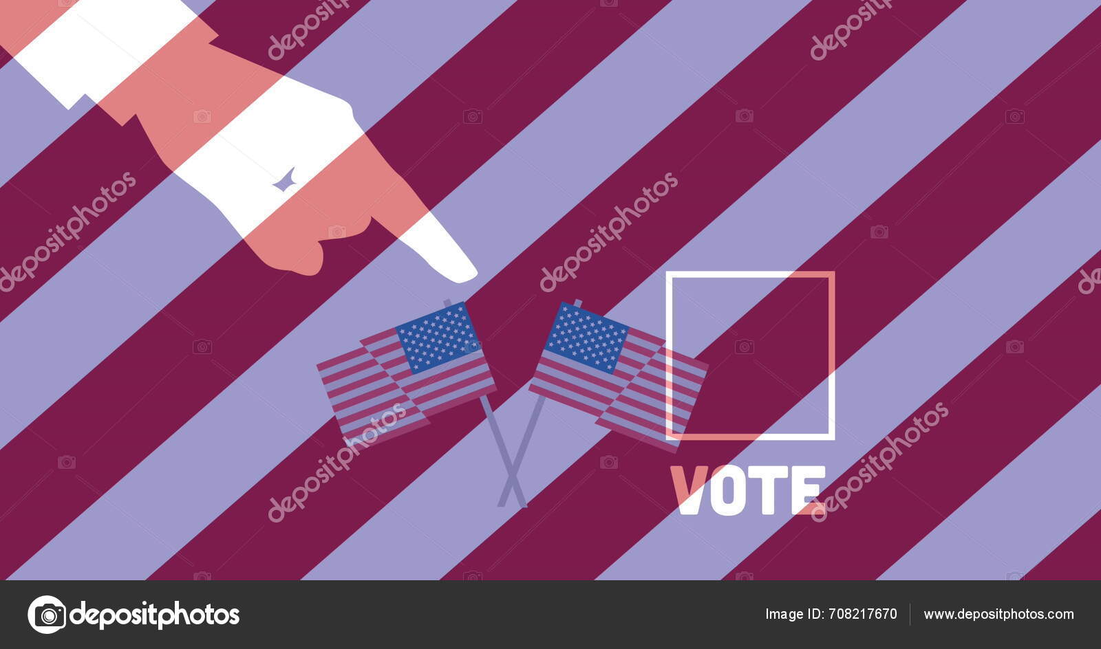 Image Hand Vote American Flags Red White Blue Striped Background ...