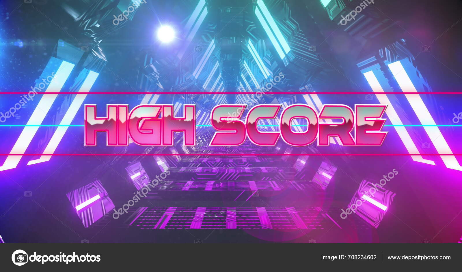 Image High Score Text Lines Looping Triangular Tunnel Digitally ...