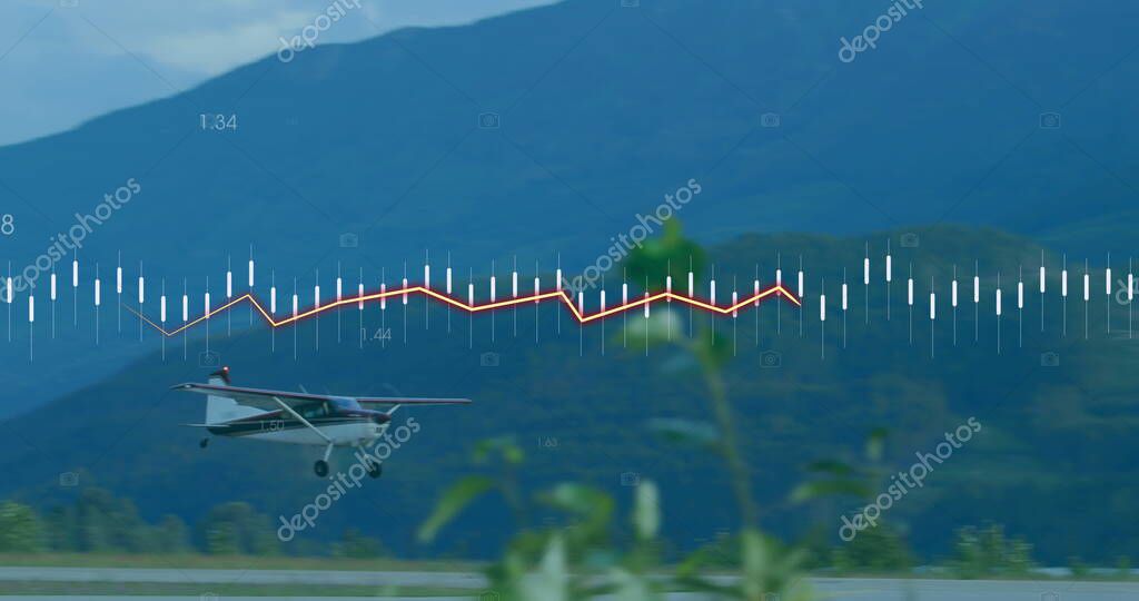 Imagen de ritmo cardíaco y líneas en movimiento con números sobre el ...