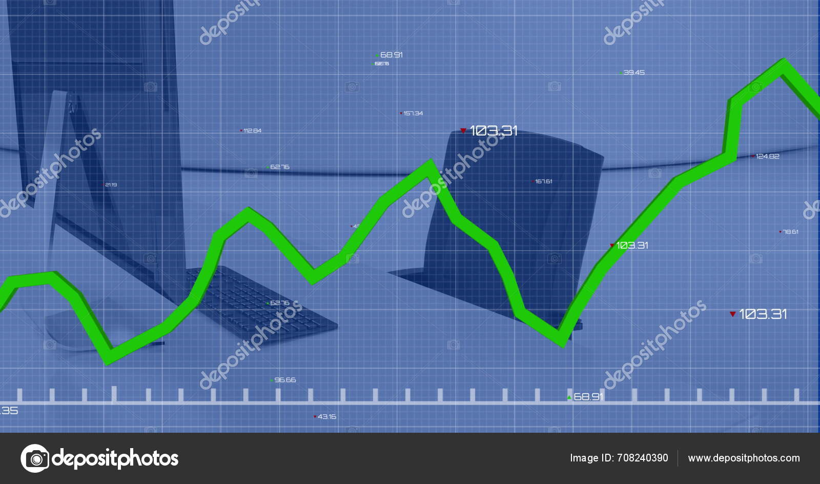 Image Line Graph Numbers Computer Keyboard Desk Chair Cabin Digital ...
