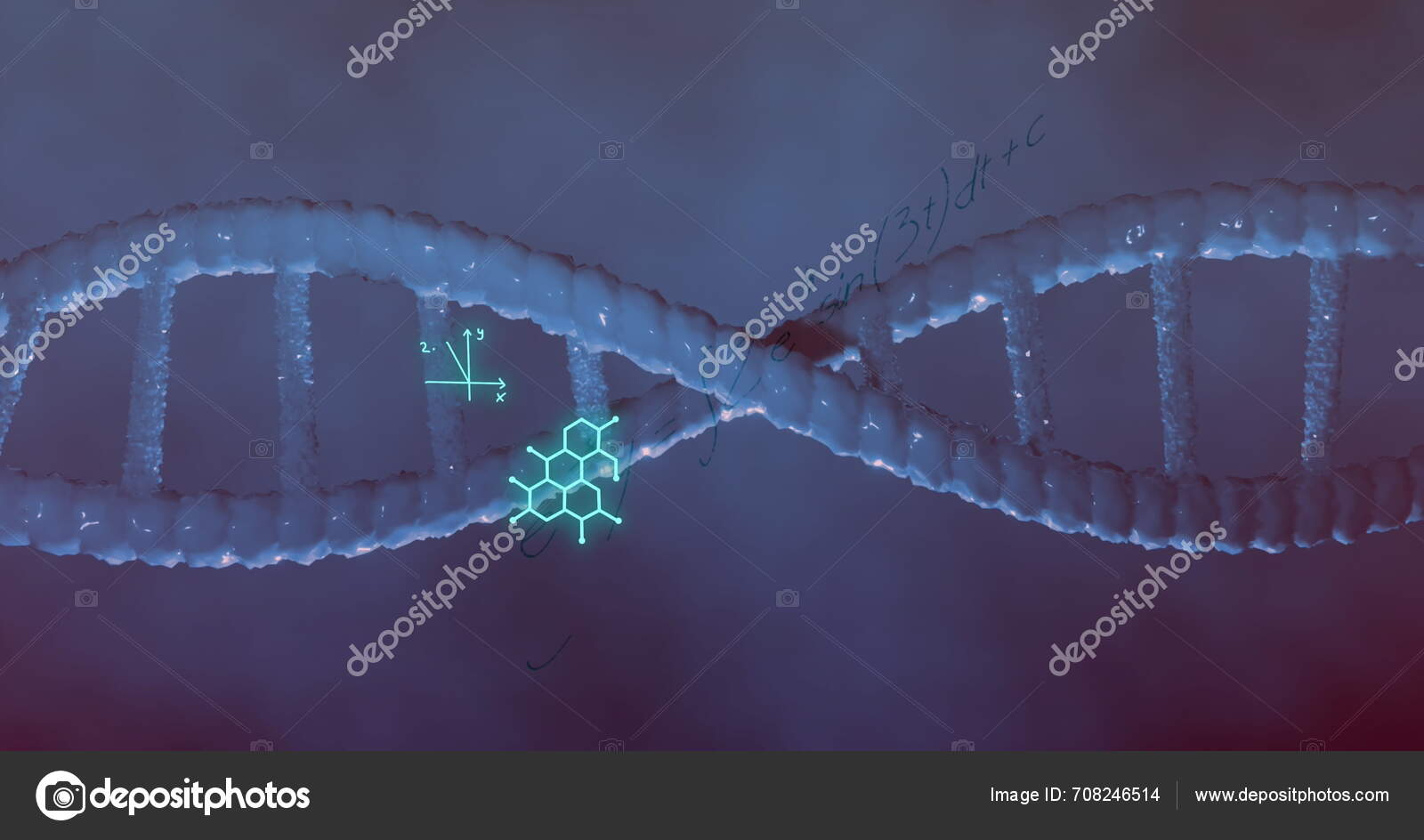 Image Mathematical Equations Dna Strand Blue Background Global Business ...