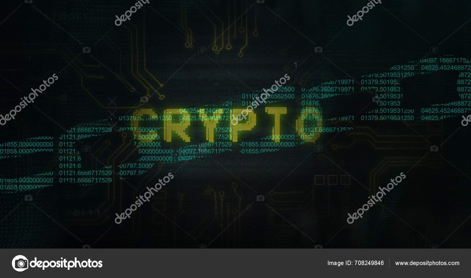 Crypto Text Microprocessor Connections Security Chain Icon Black Background Cryptocurrency ...