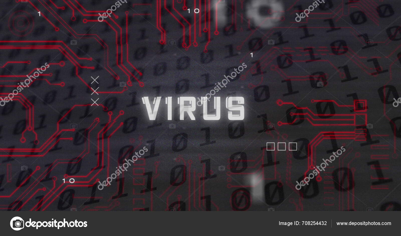 Virus Text Microprocessor Connections Binary Coding Data Processing Grey Background — Stock