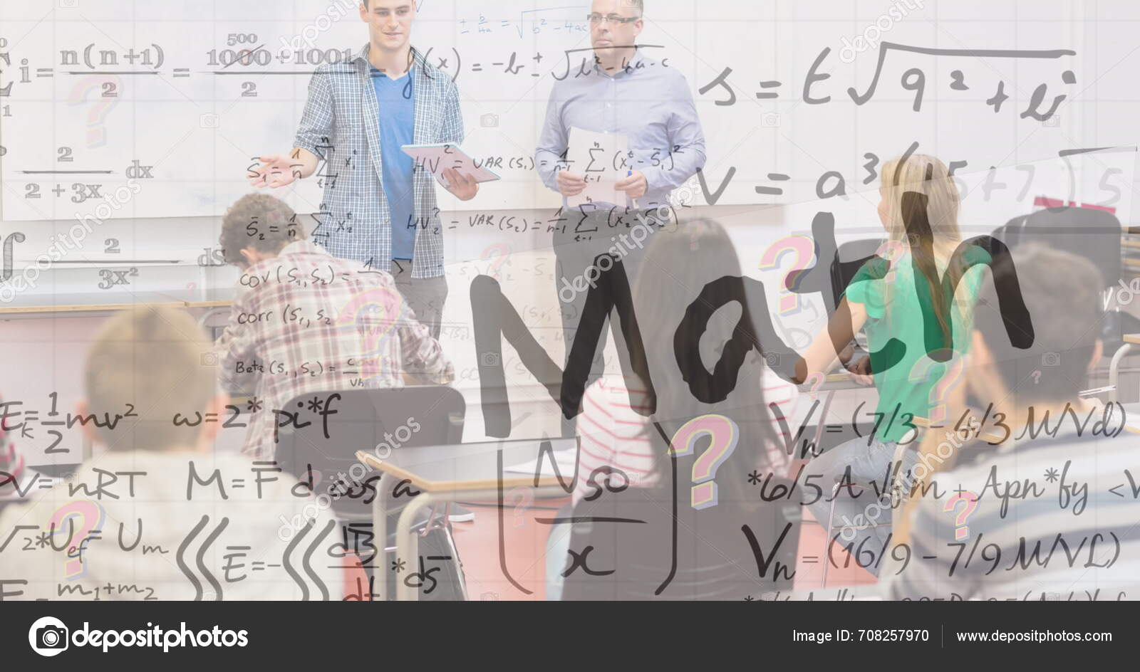 Image Math Text Mathematical Equations Diverse Students Classroom ...