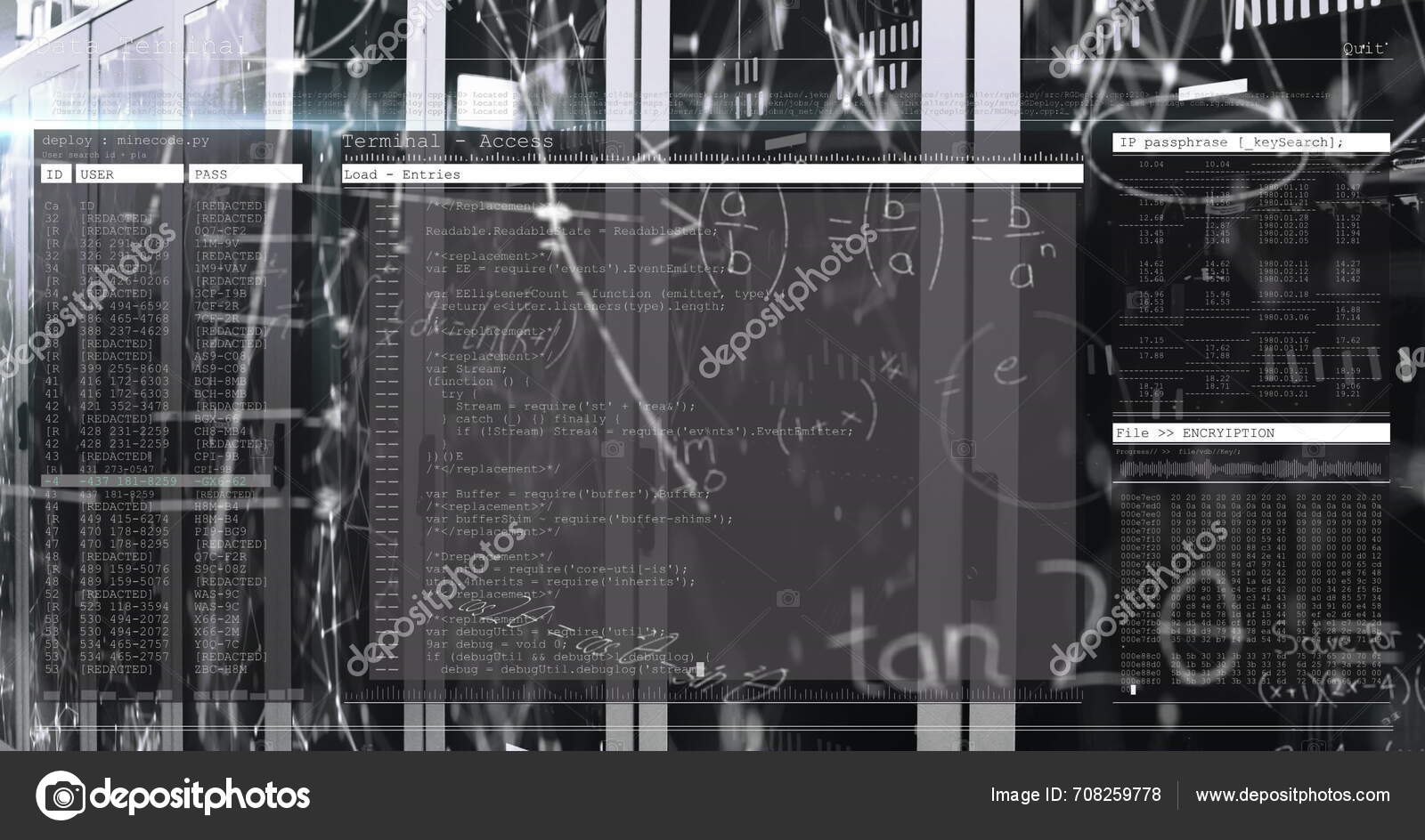 Image Data Processing Server Room Global Business Digital Interface ...