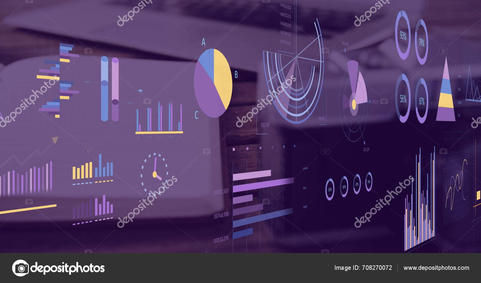 Image Statistics Graphs Financial Data Processing Computer Blank Screen ...