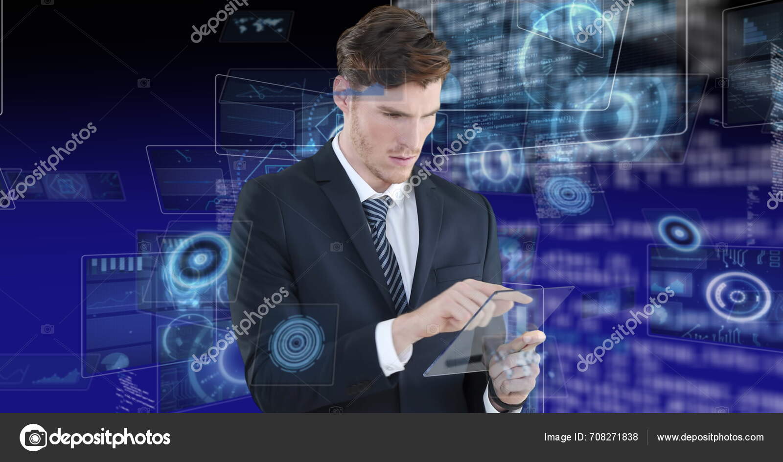 Image Scope Scanning Data Processing Man Using Tablet Digital Interface ...