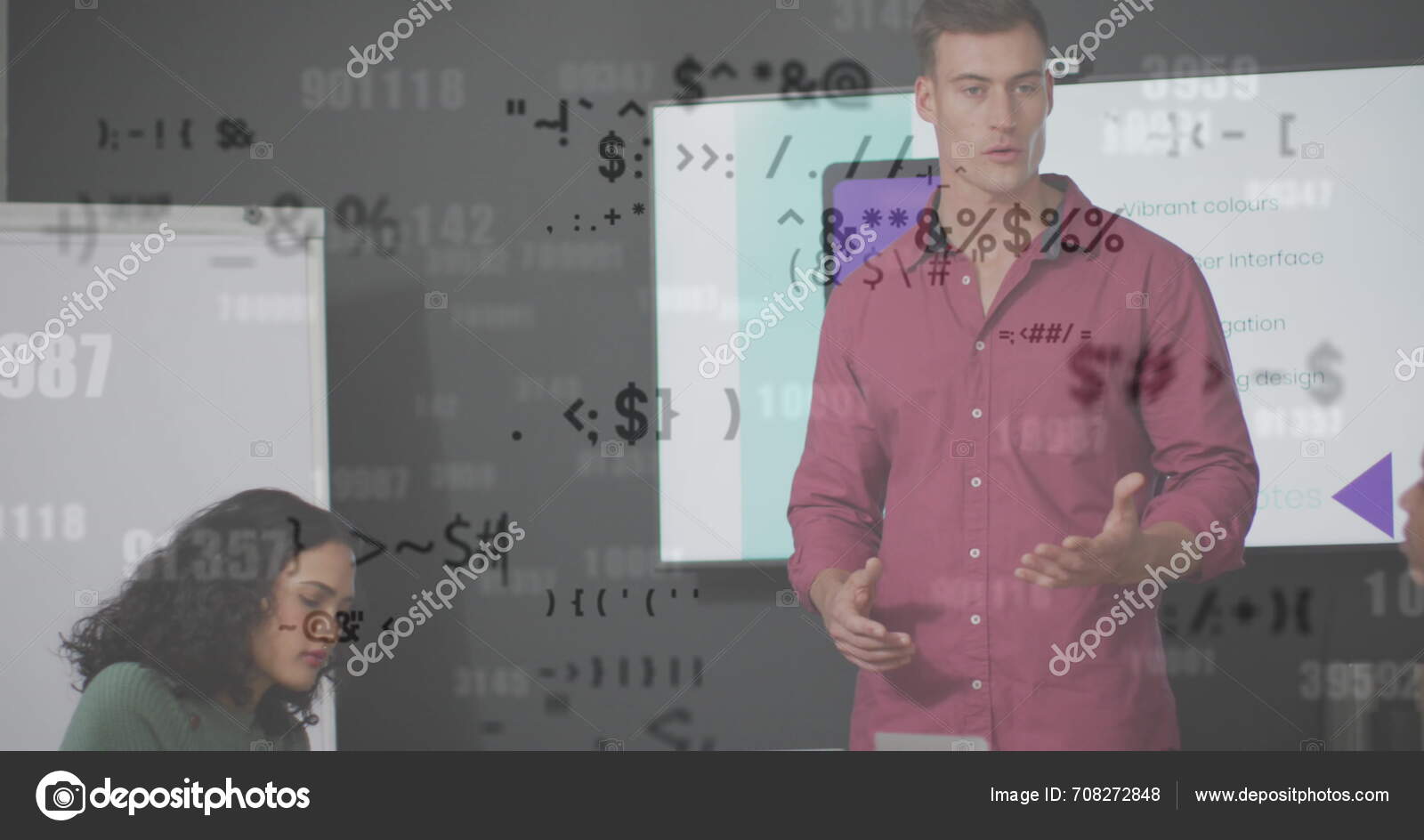 Image Data Processing Diverse Business People Having Meeting Office ...