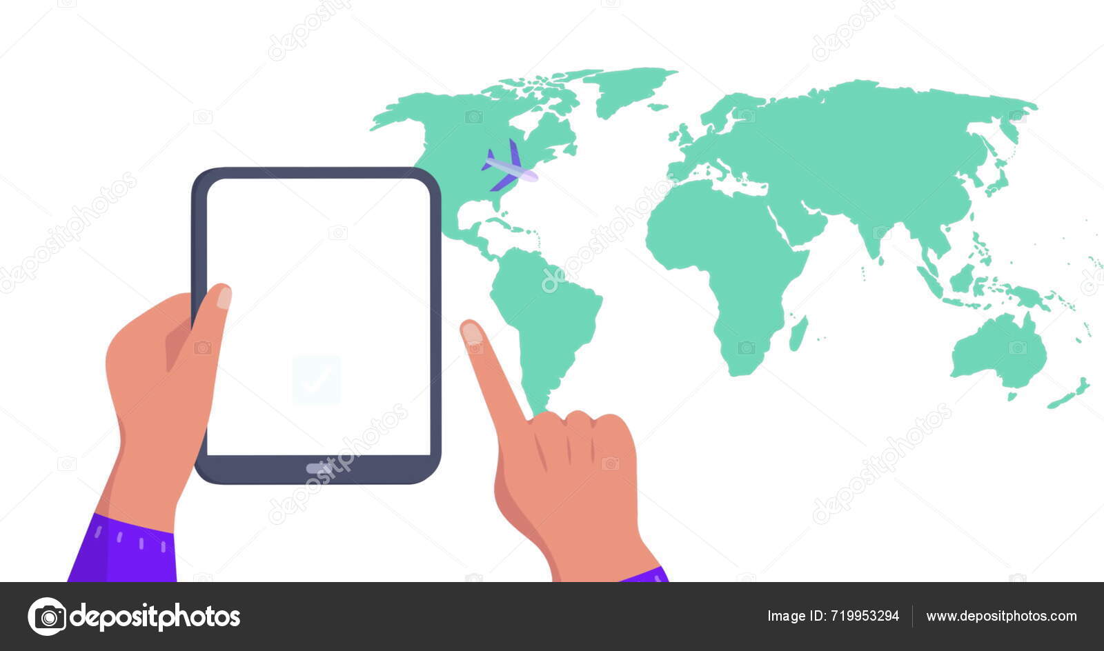 Image World Map Hands Using Tablet Social Media Travel Digital — Stock ...