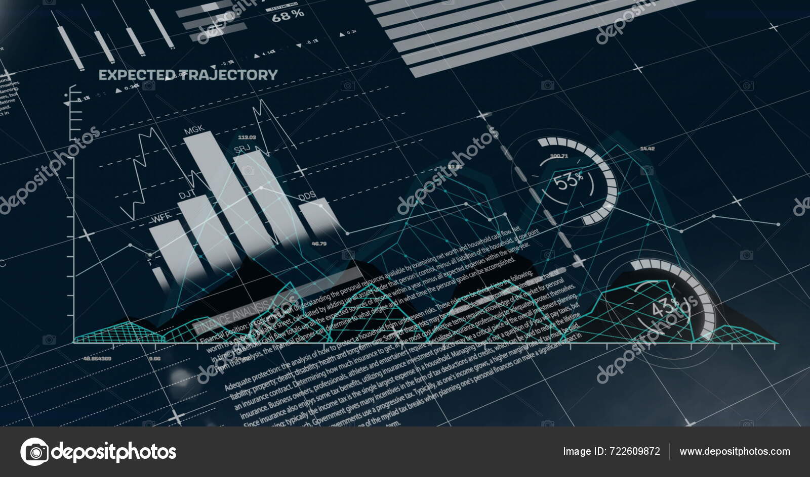 Image Data Processing Diagrams World Map Black Background Global Business — Stock Photo ...