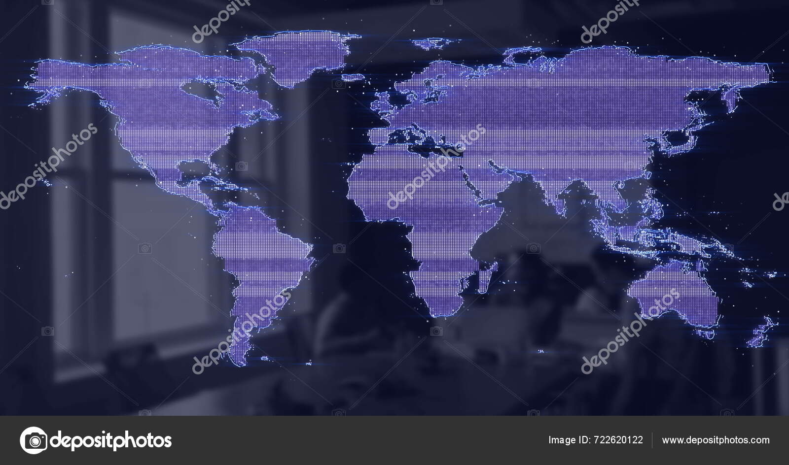 Imagen Del Efecto Fallo Sobre Mapa Del Mundo Contra Oficina — Foto de ...