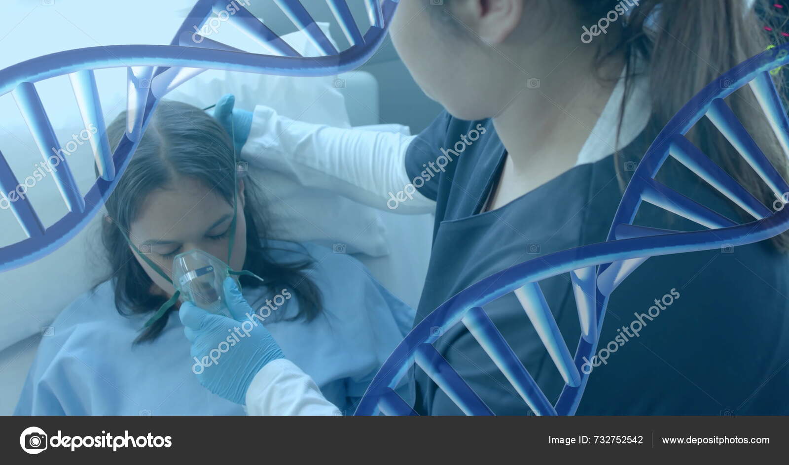 Administering Oxygen Patient Nurse Providing Medical Care Hospital Room ...