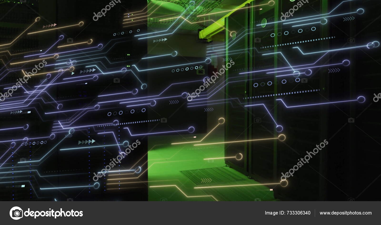 Image Data Processing Shapes Server Room Global Business Technology ...