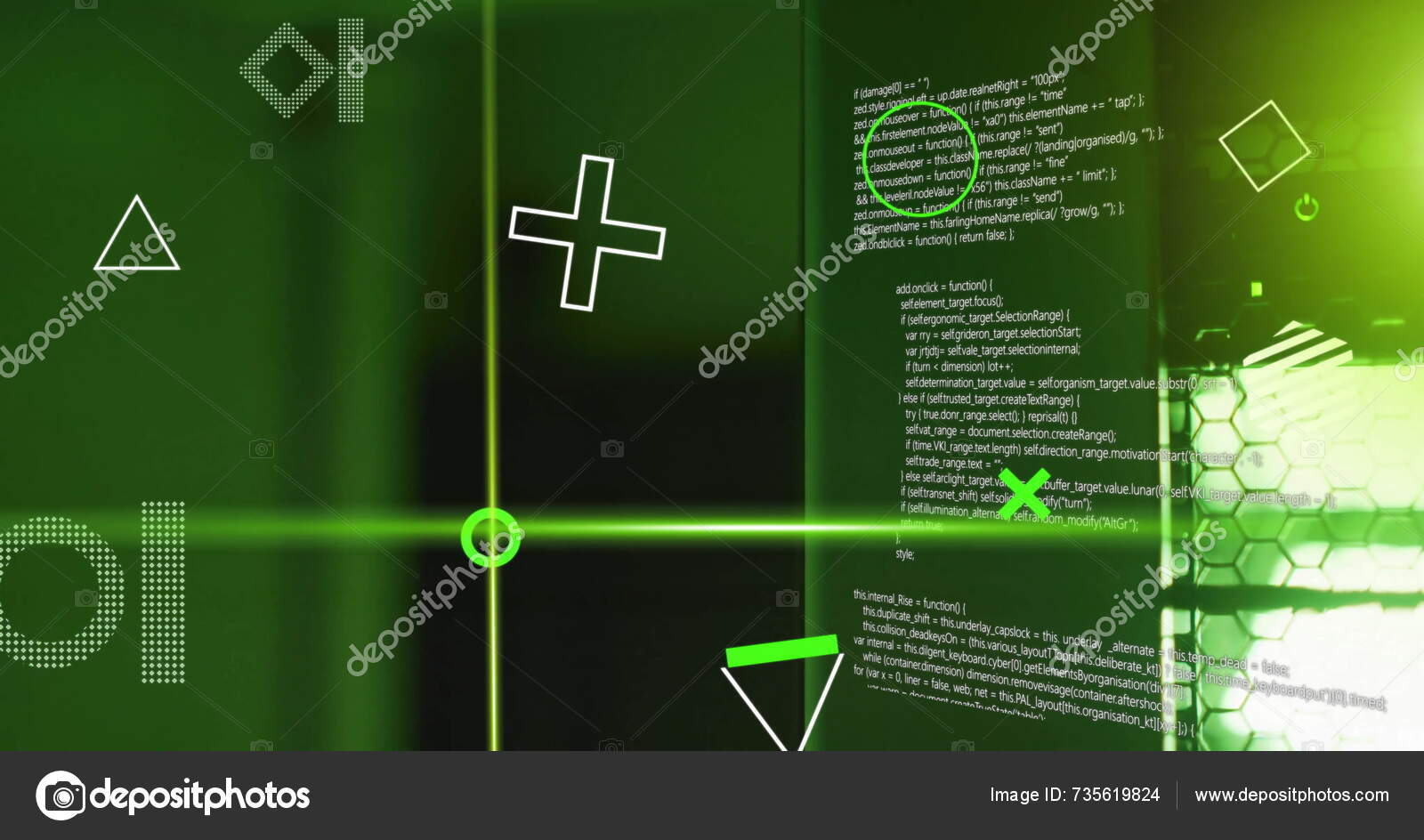 Geometric Shapes Coding Image Green Background Technology Digital ...