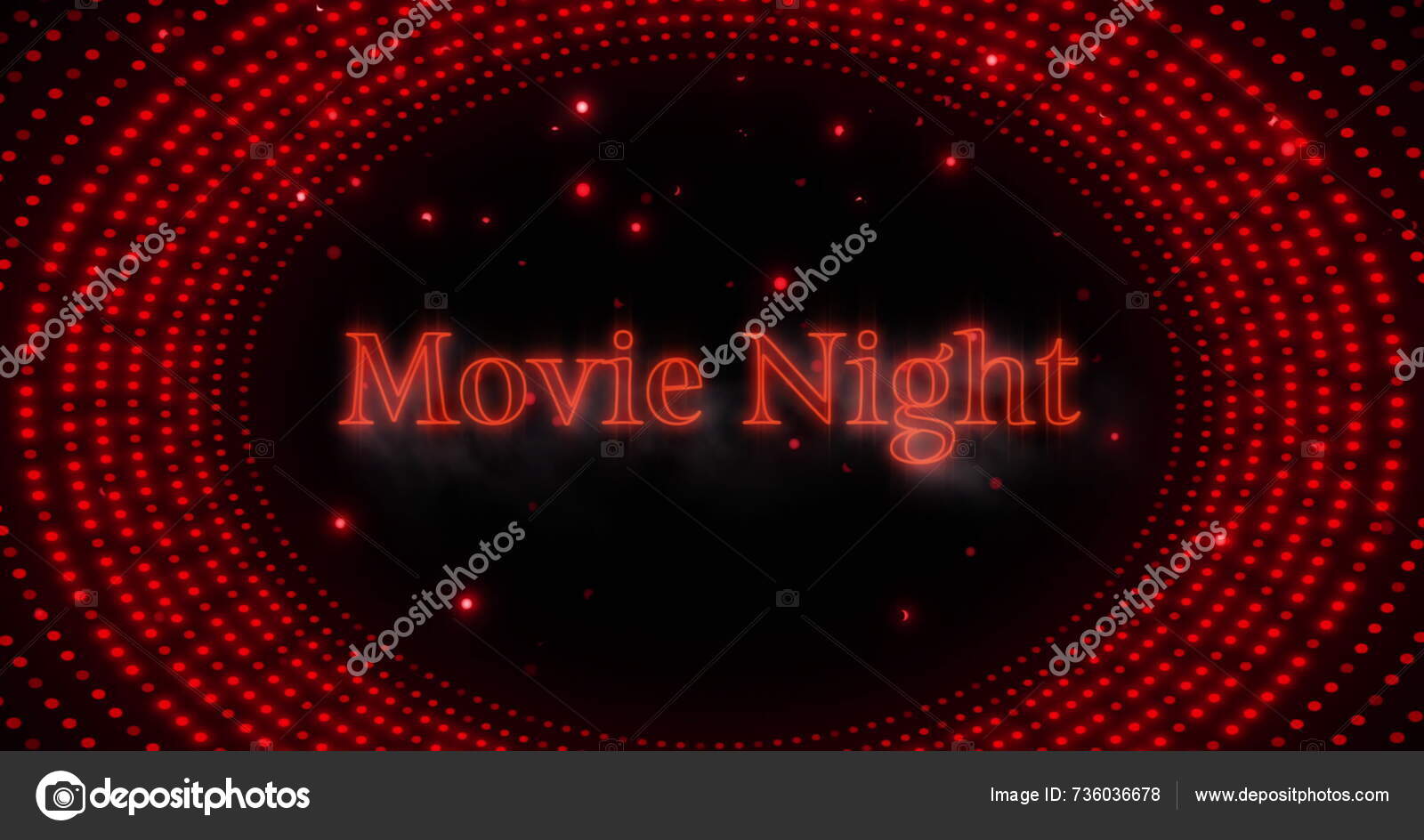 Image Movie Night Text Red Neon Oval Pattern Red Flashing — Stock Photo ...