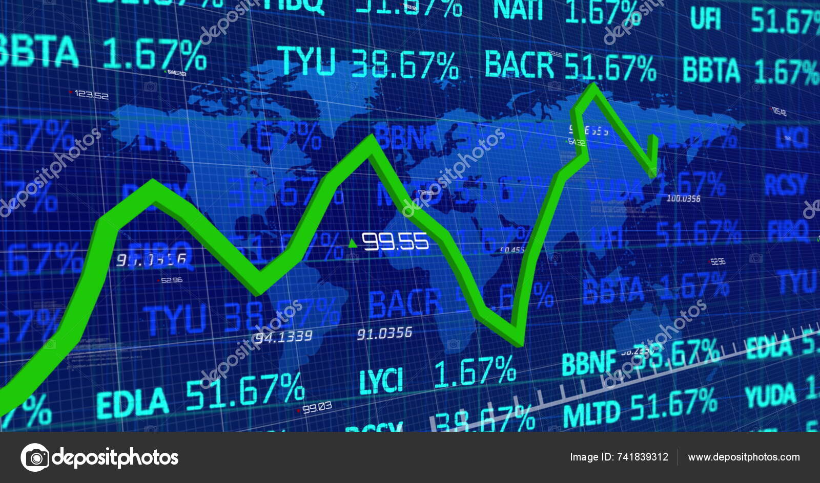 Image Data Processing World Map Blue Background Global Business Digital ...