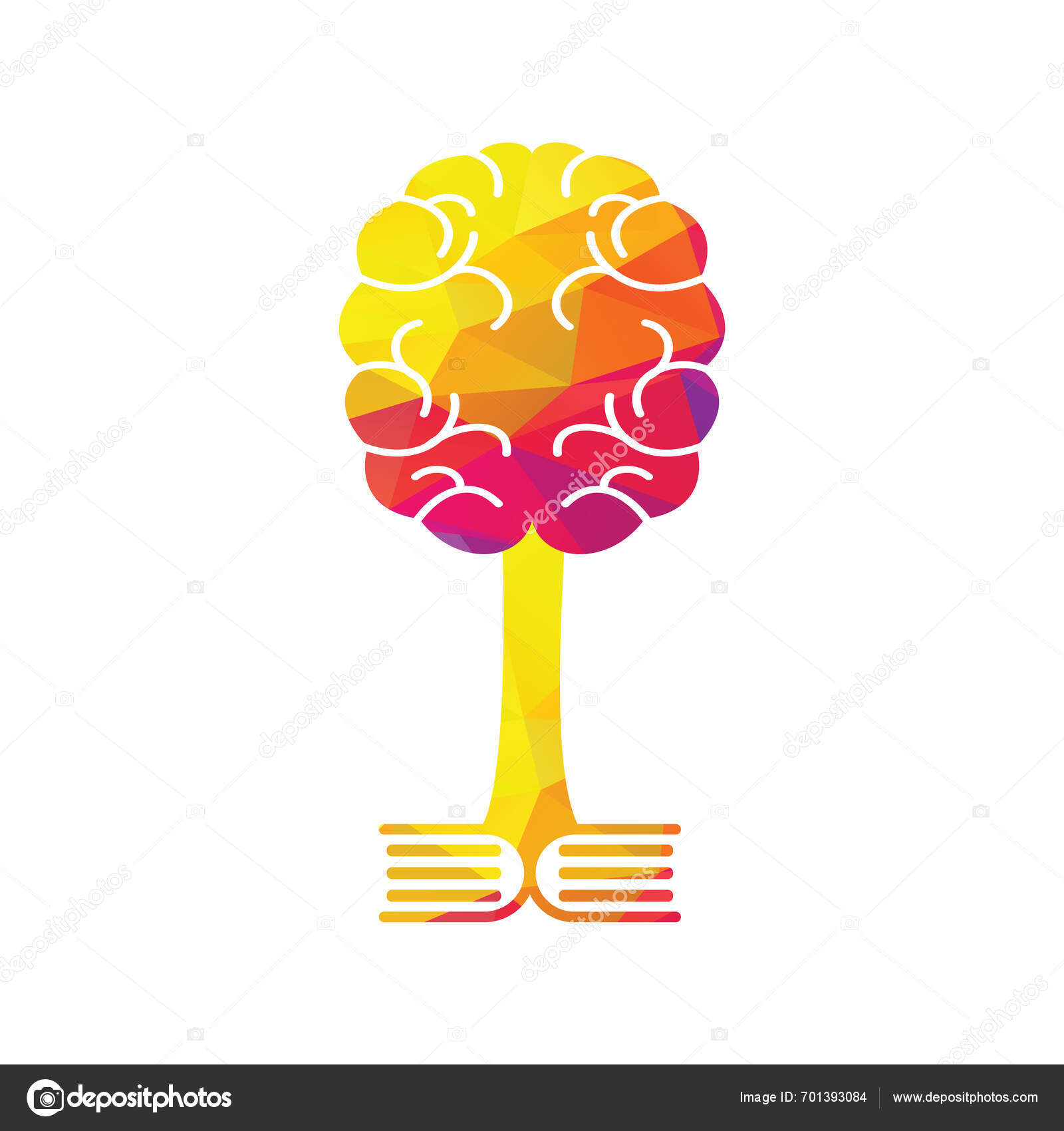 Modern Brain Tree Logo Design Think Green Label Stock Vector by ©mr ...