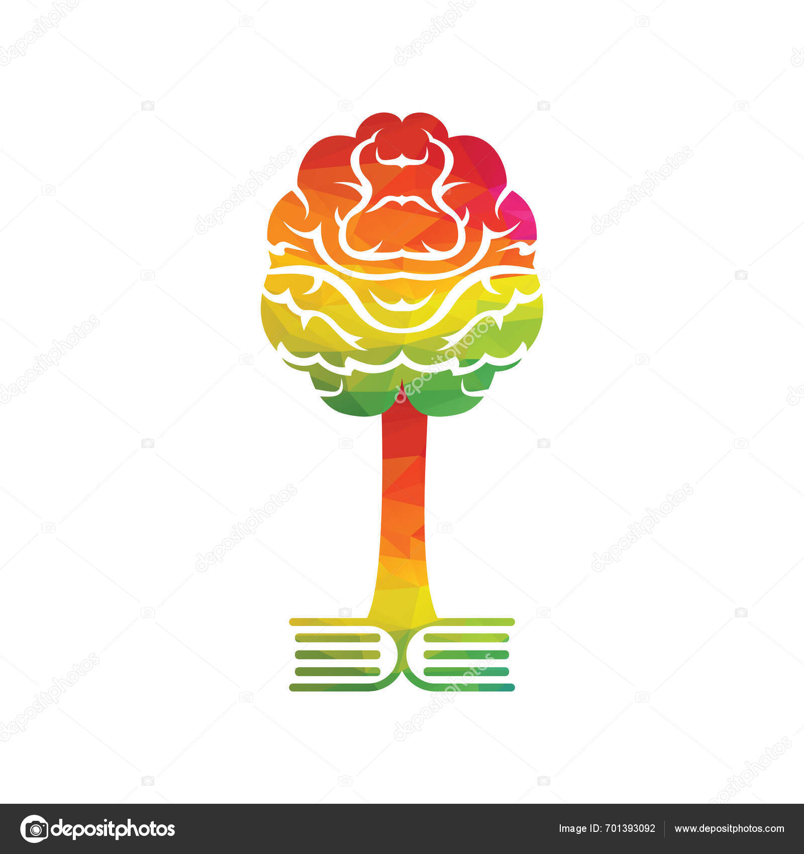 Modern Brain Tree Logo Design Think Green Label Stock Vector by ©mr ...
