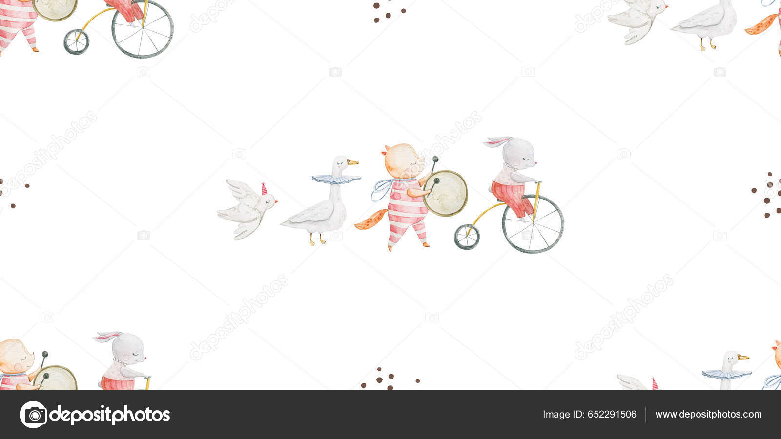 Seamless Endless Pattern Circus Funny Characters Trained Animals ...