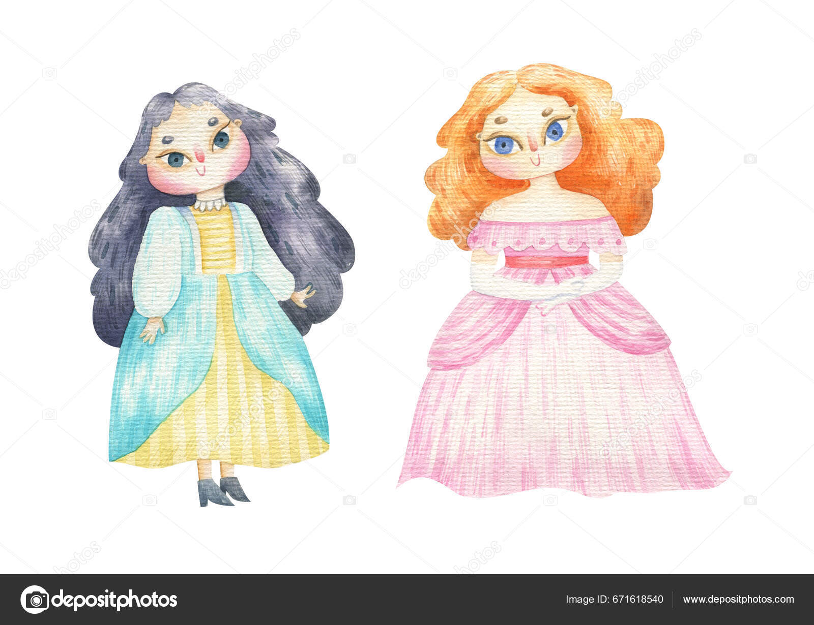 Hand Painted Princess Illustration Royal Family Cute Childish Clipart ...