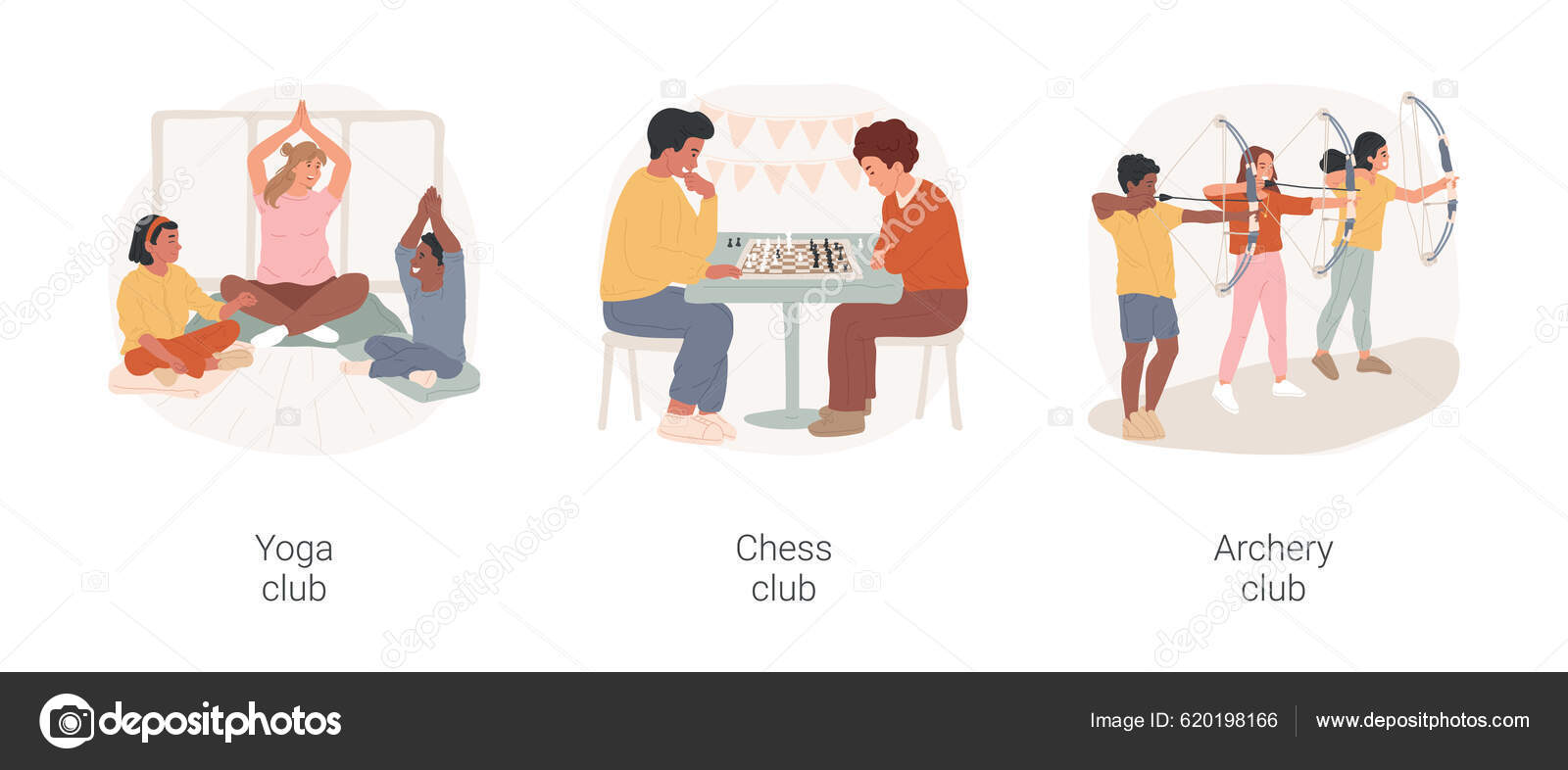 Middle School Sport Clubs Isolated Cartoon Vector Illustration Set ...