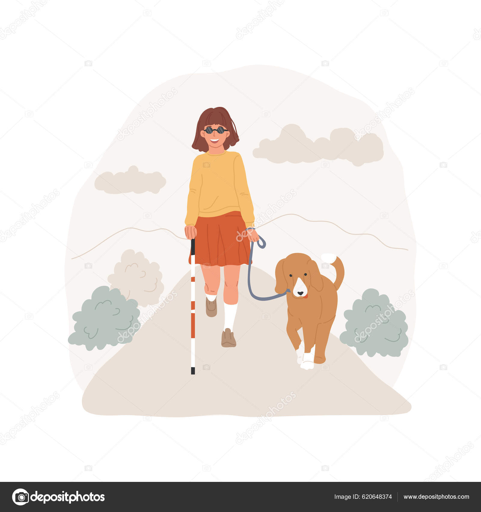 Guide Dog Isolated Cartoon Vector Illustration Seeing Eye Mobility ...