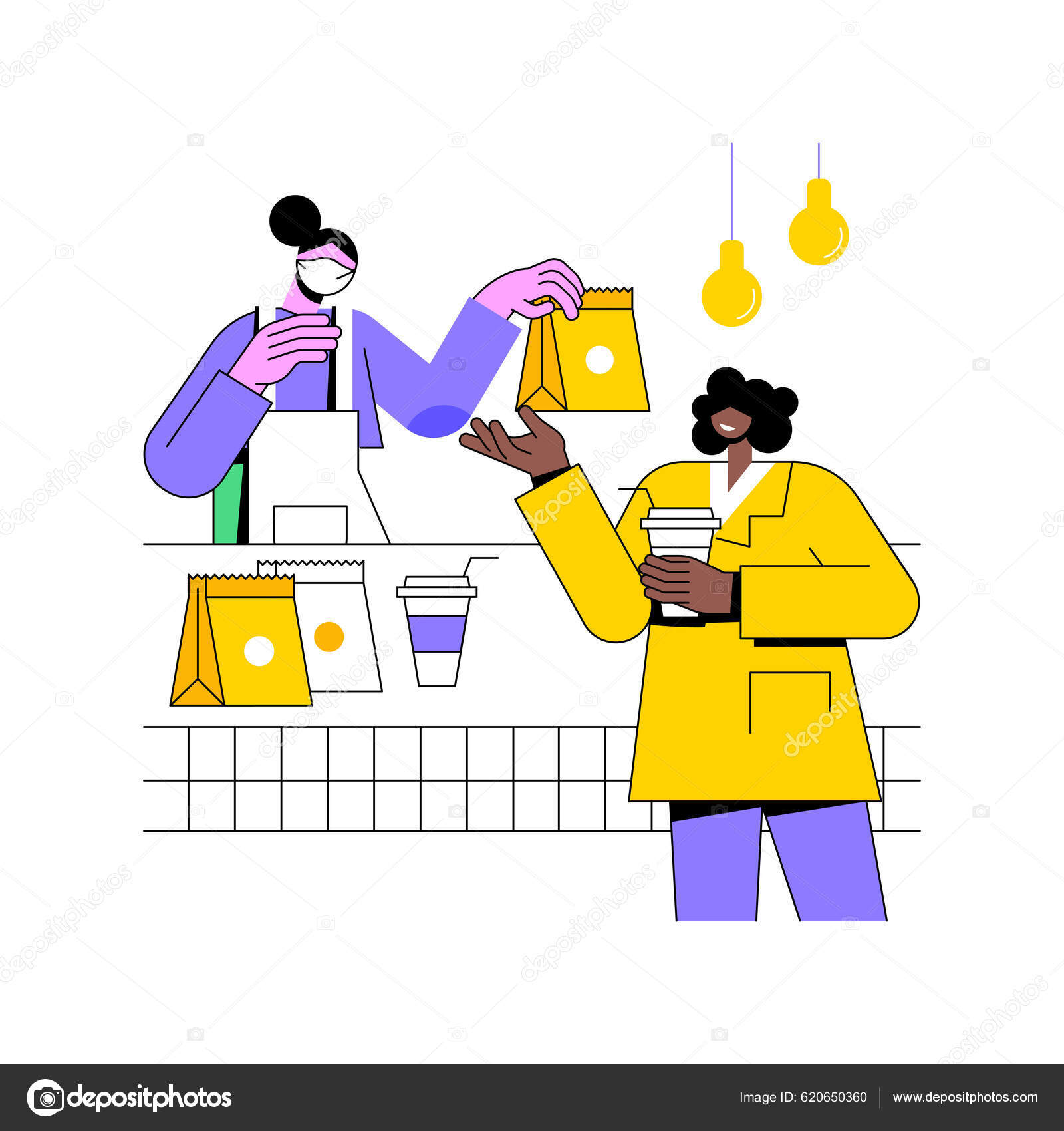 Make Order Isolated Cartoon Vector Illustrations Woman Mask Making ...