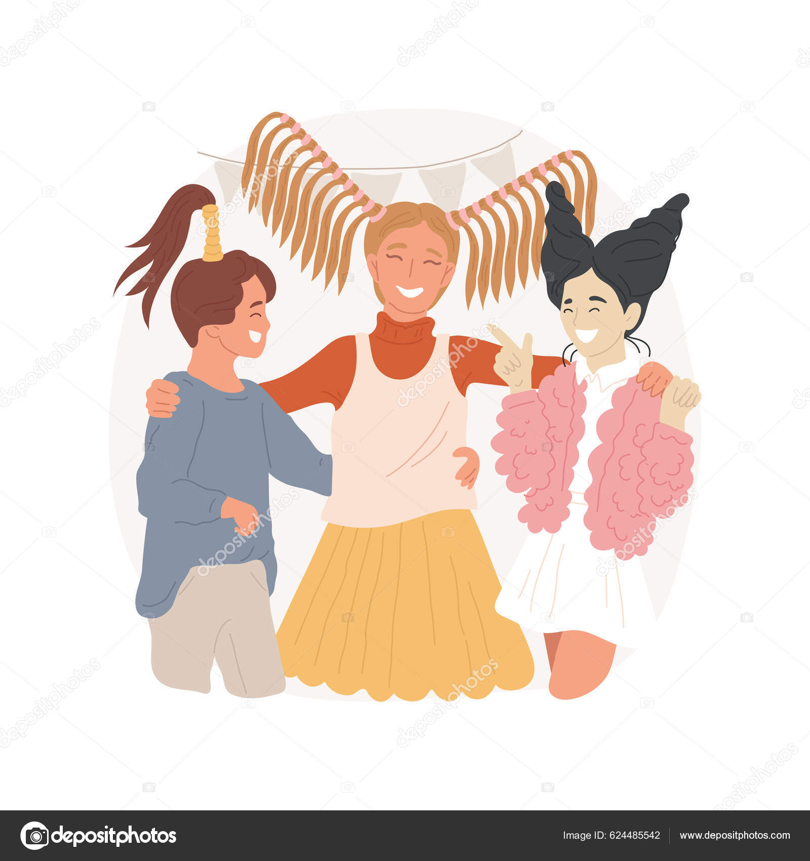 Día Pelo Loco Ilustración Vectorial Dibujos Animados Aislados Chicas ...