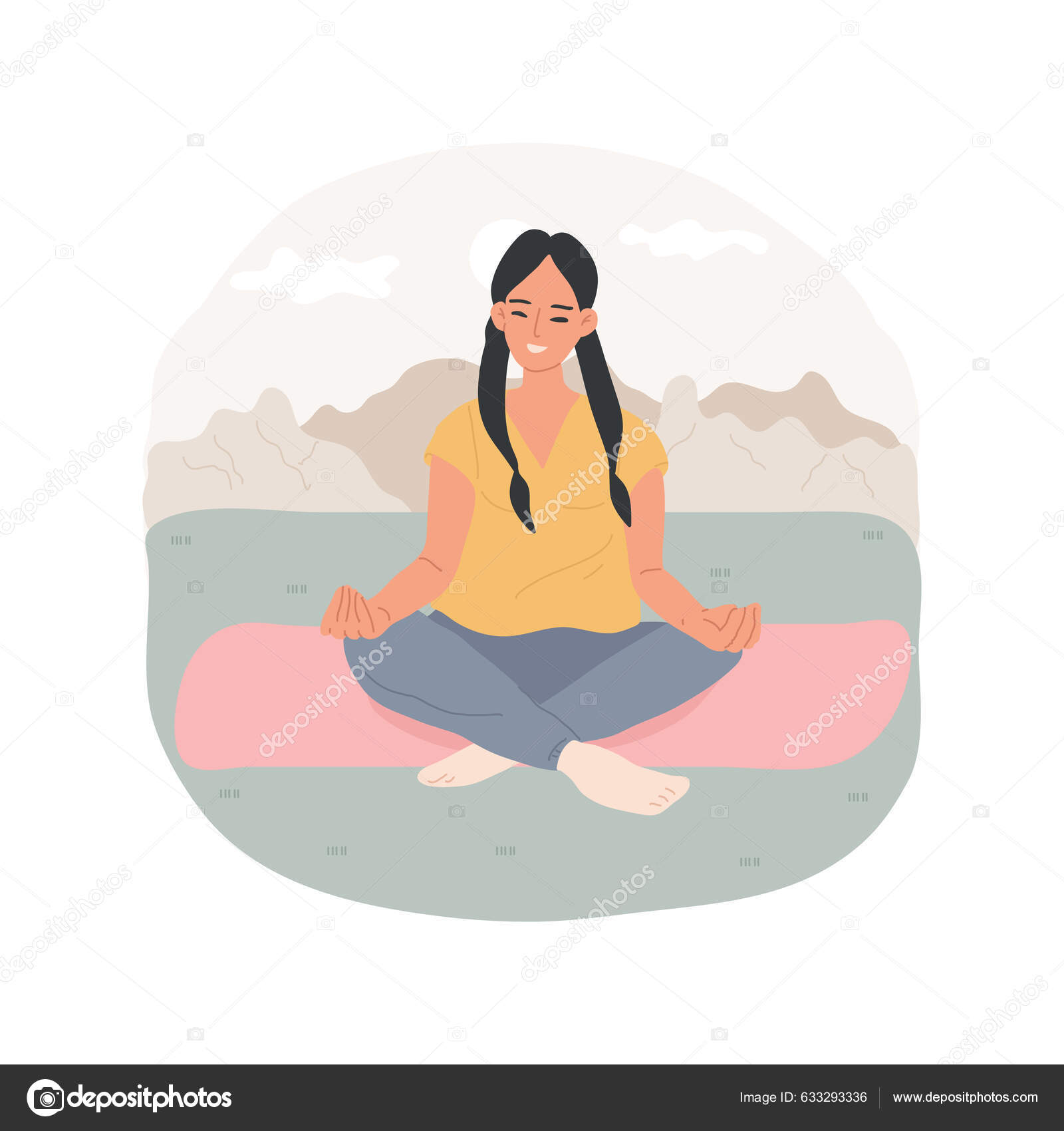 Mindfulness Isolated Cartoon Vector Illustration Beautiful Girl ...