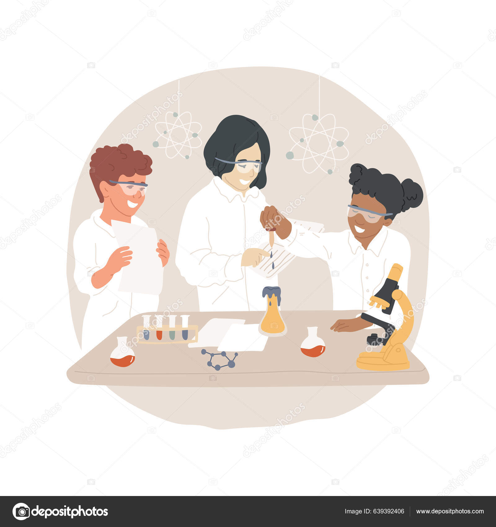 Science Lab Kids Isolated Cartoon Vector Illustration Children Standing ...