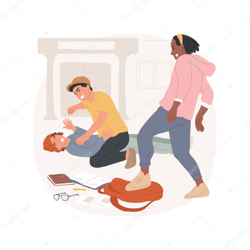 Physical bullying isolated cartoon vector illustration. Kids fighting ...