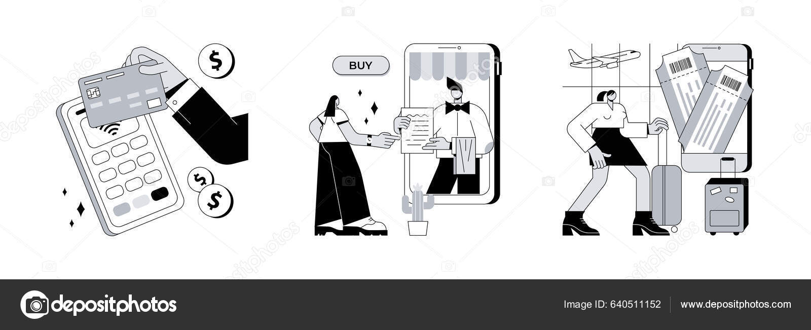 Online Payment Abstract Concept Vector Illustration Set Debit Card ...