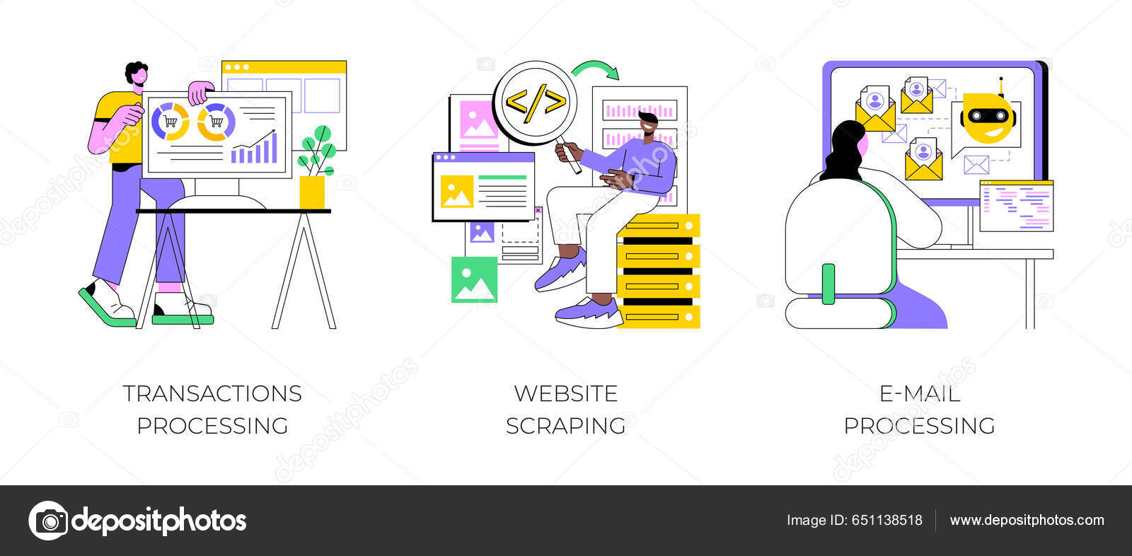 Processos Negócios Automação Isolado Desenho Animado Conjunto ...