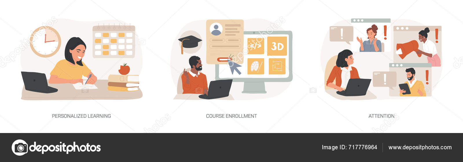 Plan Estudio Flexible Conjunto Ilustración Vectorial Concepto Aislado Aprendizaje Personalizado ...