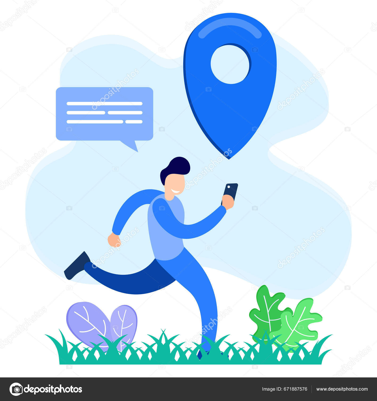 Gps Navigation Map Concept Vector Illustration Smartphone Map ...