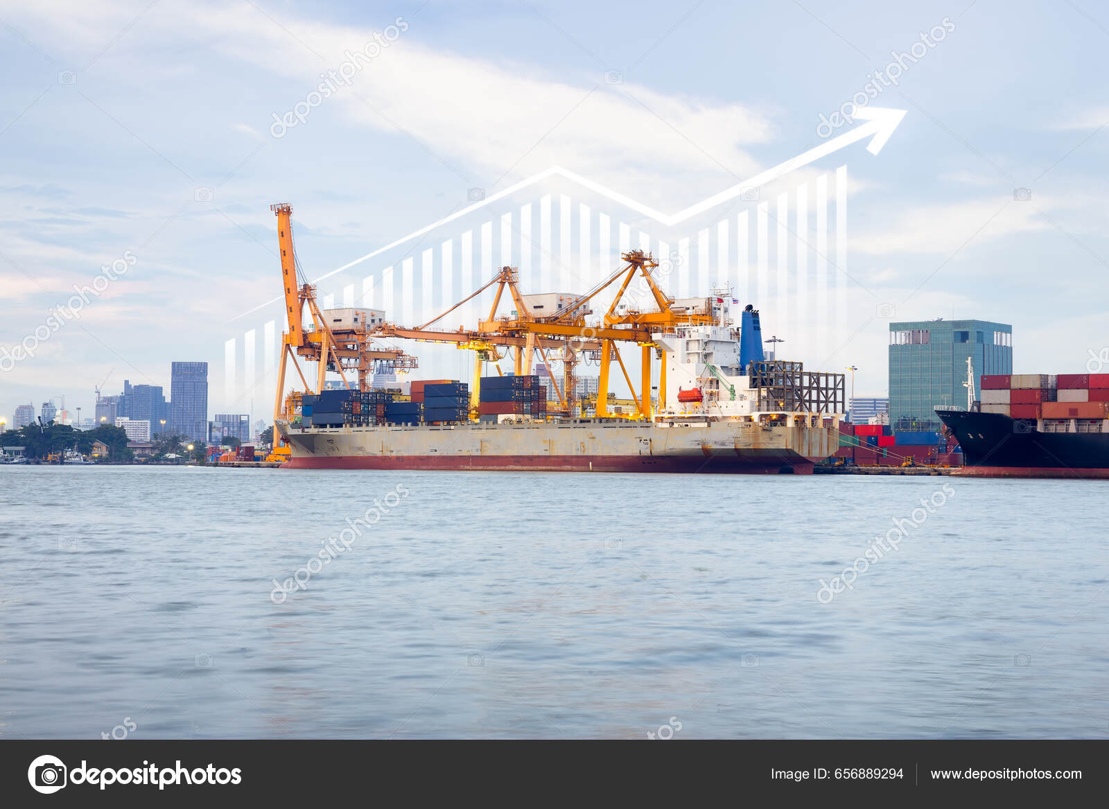 Cargo Ship Cargo Container Work Crane Dock Port Harbour Freight — Stock ...