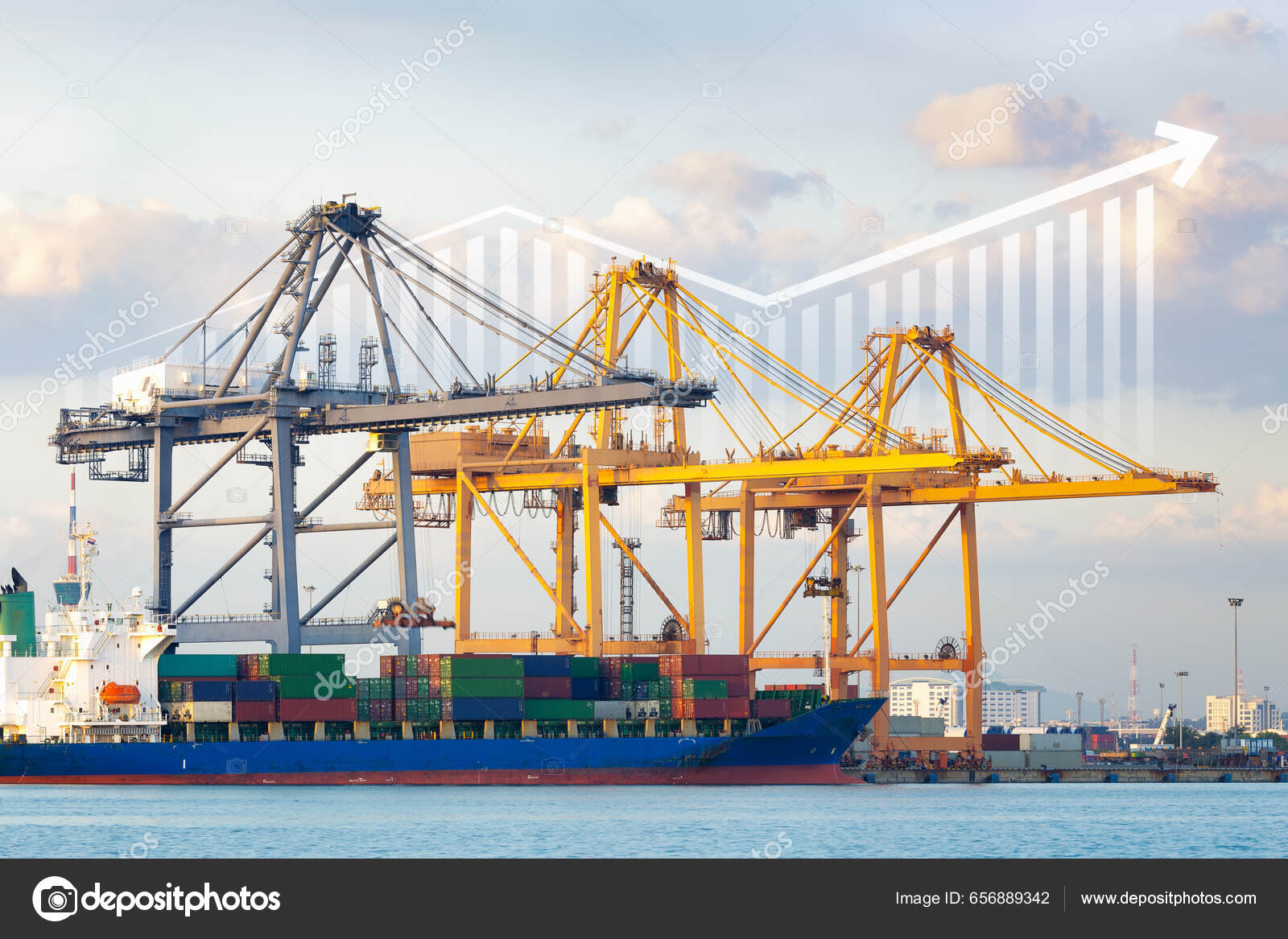 Cargo Ship Cargo Container Work Crane Dock Port Harbour Freight — Stock ...
