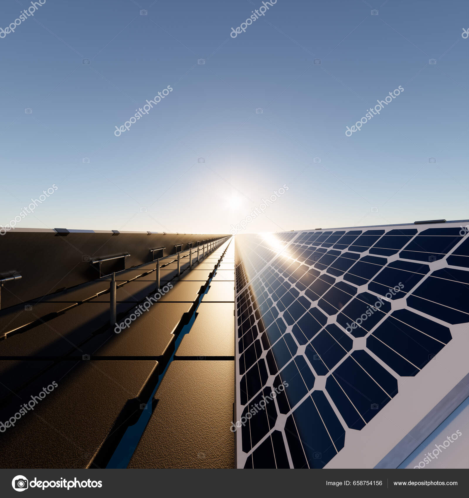 Rendering Floating Solar Floatovoltaics Solar Farm Consist Photovoltaic ...