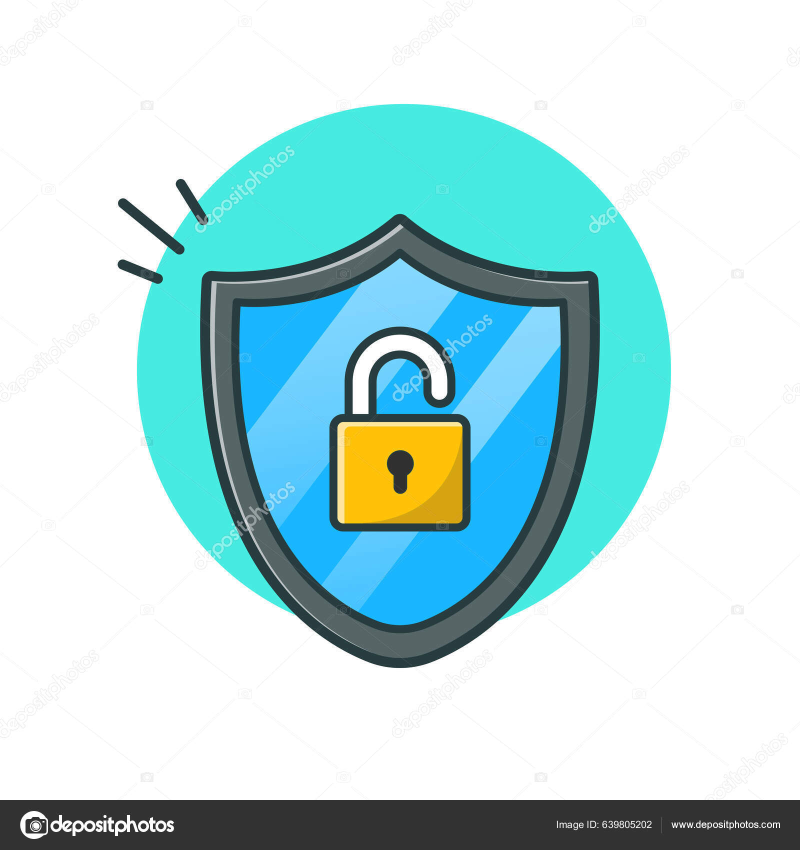 Security Shield Padlock Cartoon Vector Icon Illustration Business ...