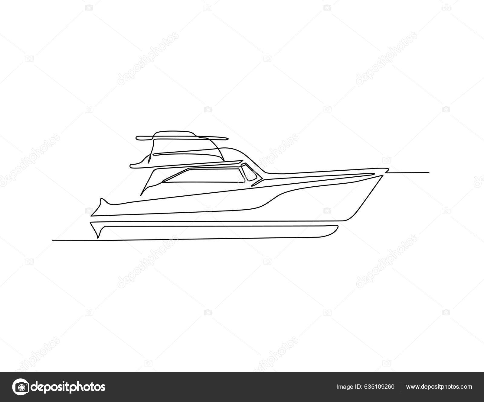 Continuous One Line Drawing Luxury Yacht Boat Line Art Drawing Vector ... Continuous One Line Drawing Luxury Yacht Boat Line Art Drawing Vector ...