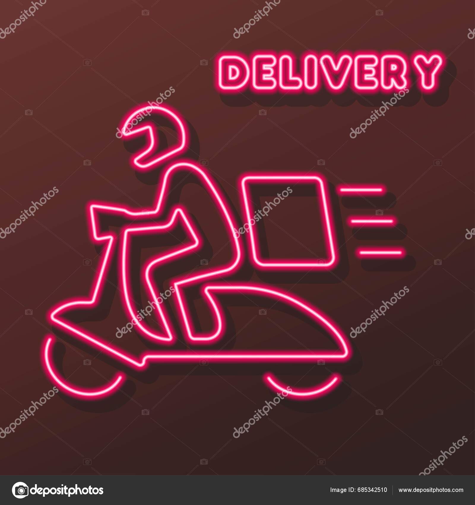 Delivery Neon Sign Modern Glowing Banner Design Stock Vector by ...
