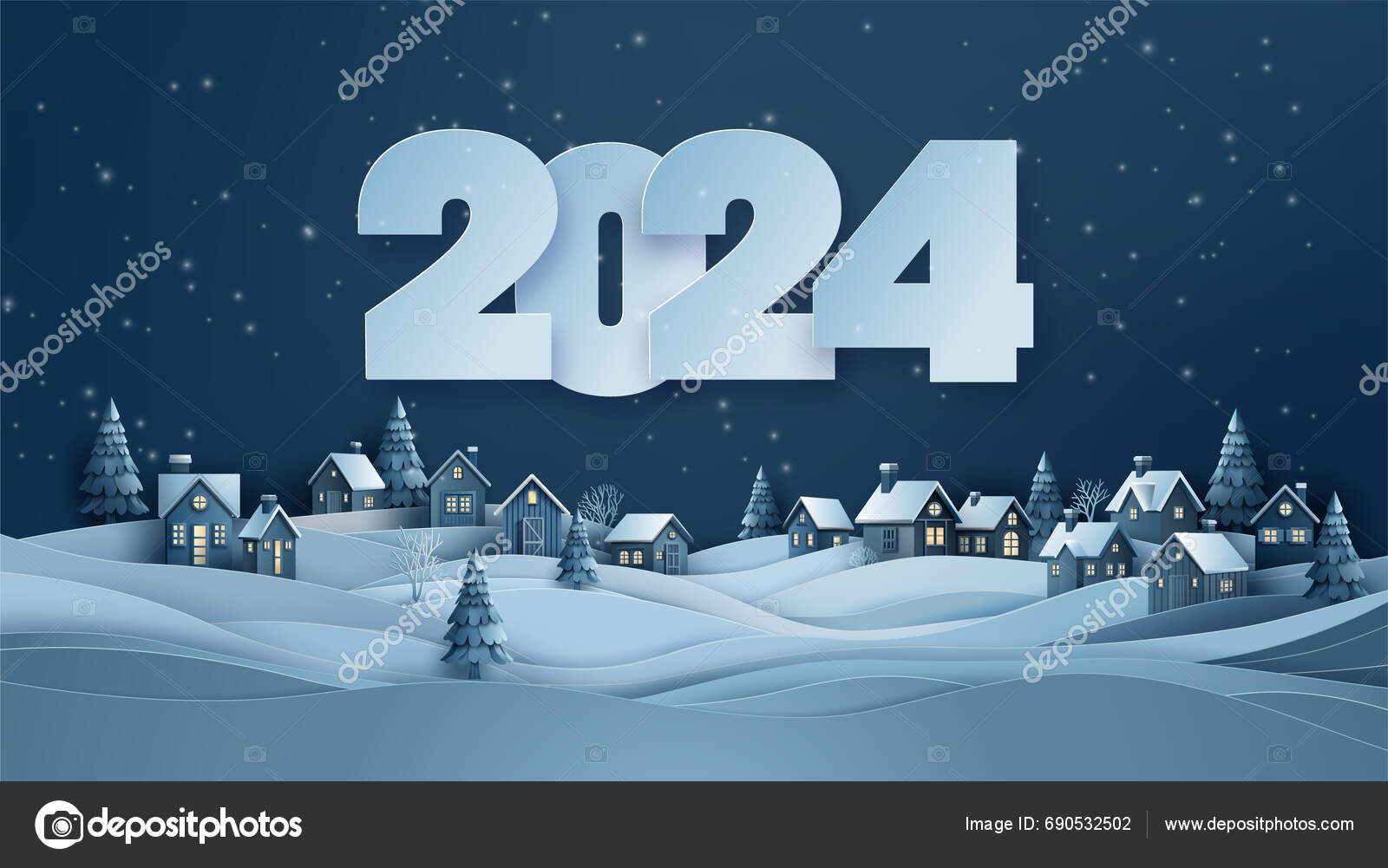 Frohe Weihnachten Und Ein Gutes Neues Jahr 2024 Land Weihnachtsnacht ...