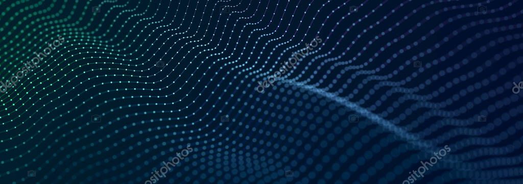 Fondo de ciencia ficci n. Onda digital con muchas part culas ...