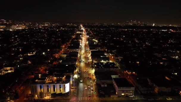 Aerial Footage Busy Street Glowing Night Traffic Wide Boulevards ...
